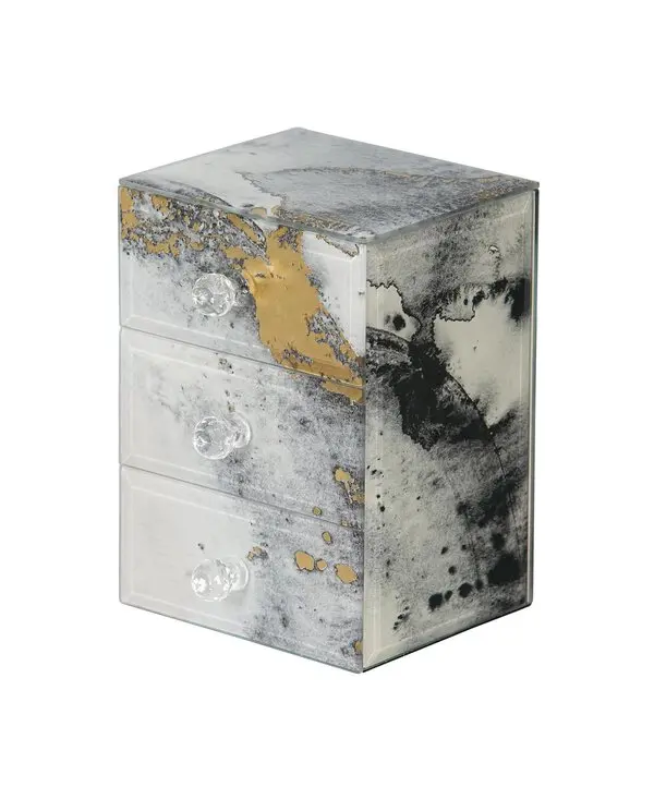 MELE & CO Maura Marbled Glass Jewelry Box - Marbled Metallic Flake