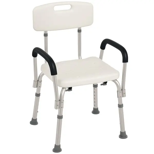 HOMCOM Adjustable Medical Shower Chair Bath Tub Seat Bench Easy Detachable Backrest - White