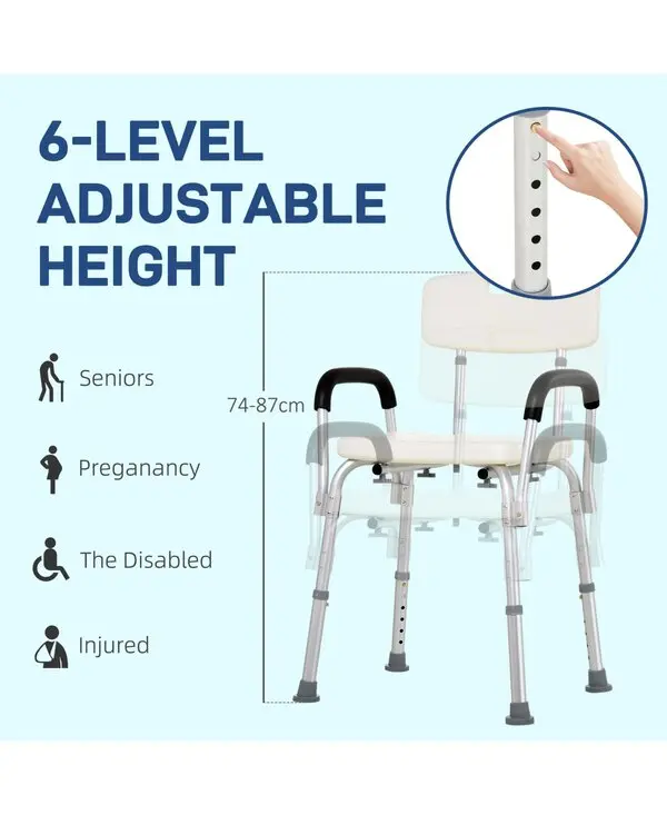 HOMCOM Adjustable Medical Shower Chair Bath Tub Seat Bench Easy Detachable Backrest
