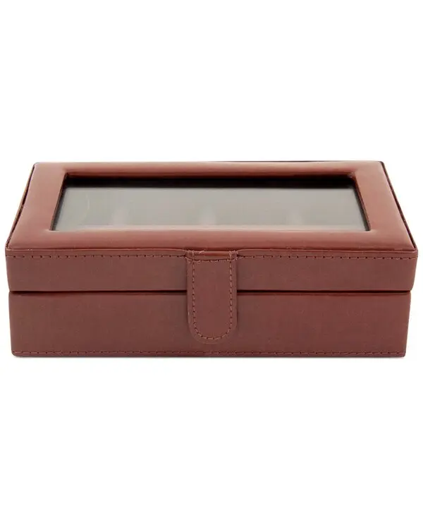 BEY-BERK Leather 12-piece Cufflinks Box - Brown