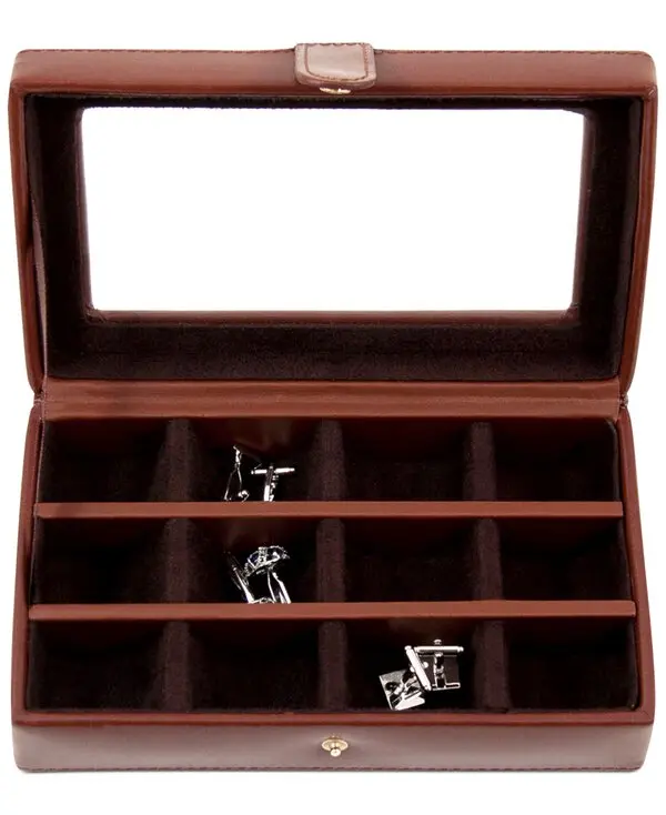 BEY-BERK Leather 12-piece Cufflinks Box