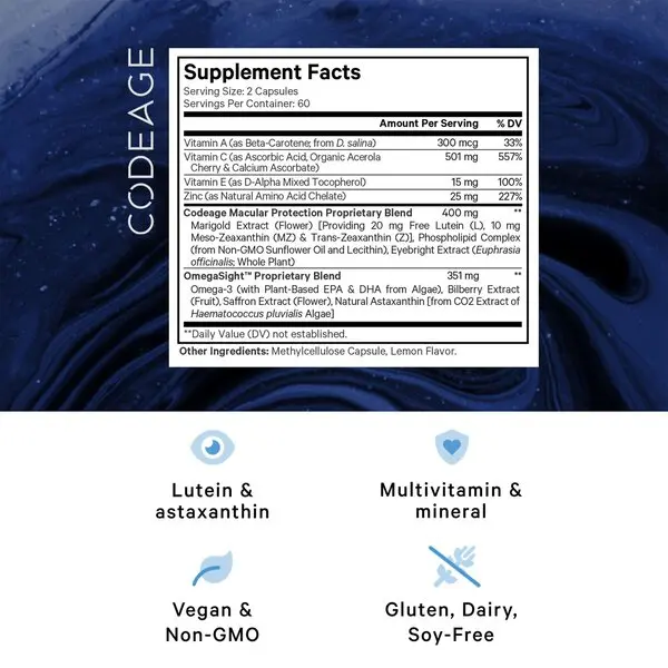 CODEAGE Eyes Vitamins Areds 2 Based Formula Supplement 2-month Supply
