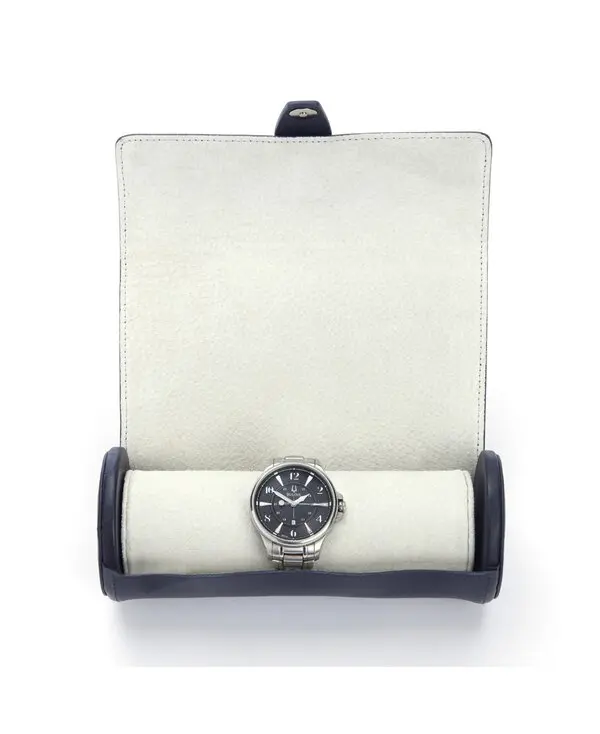 ROYCE NEW YORK Suede Lined Travel Watch Roll - Blue