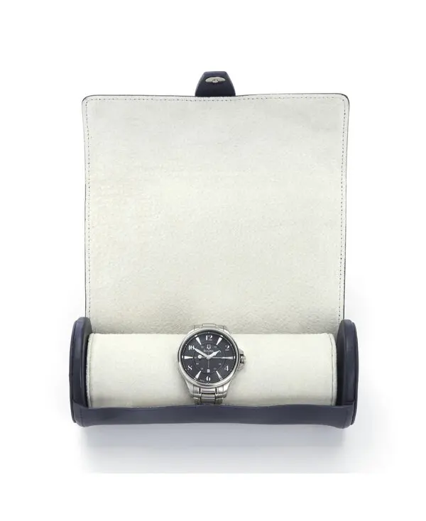 ROYCE NEW YORK Suede Lined Travel Watch Roll - Blue