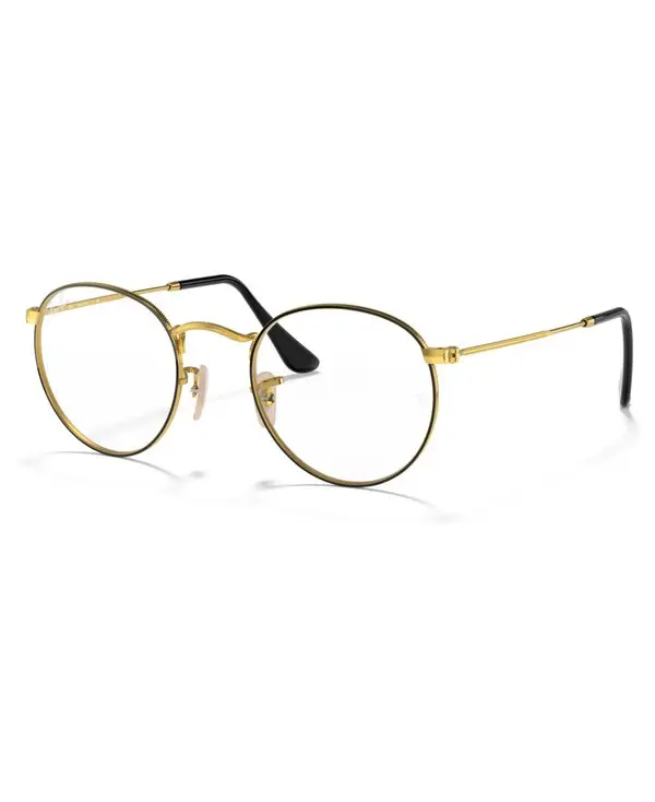 Ray-ban Round Metal Optics Eyeglasses - Black On Gold