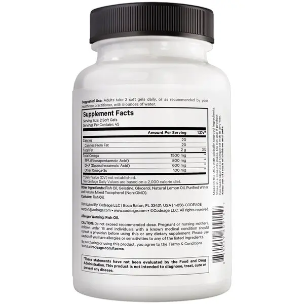 Amen Omega-3 Supplement 1500mg High-potency Daily Omega 3 Epa And Dha Fatty Acids Fish Oil 45-day Supply Omega 3 Fatty Acid Supplements