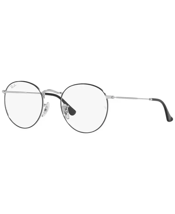 Ray-ban Round Metal Eyeglasses - Black On Silver Tone