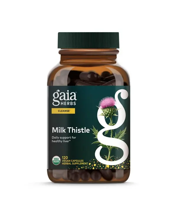 GAIA HERBS Milk Thistle Seed Liver Supplement & Cleanse Support For Maintaining Healthy Liver Function With Milk Thistle Seed Extract - No Color