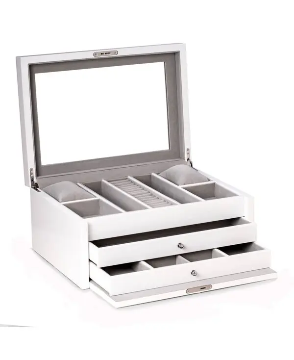BEY-BERK Lacquer Large Jewelry Chest With -compartment Storage
