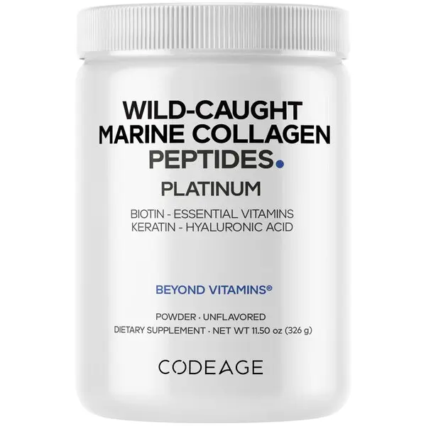 CODEAGE Marine Collagen Protein Powder Supplement Platinum - White