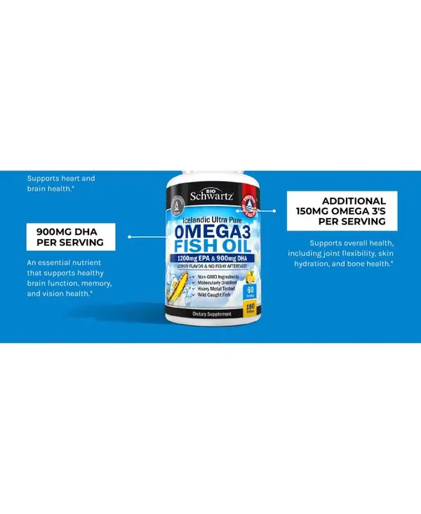BIOSCHWARTZ Triple Strength Omega 3 Fish Oil Supplement