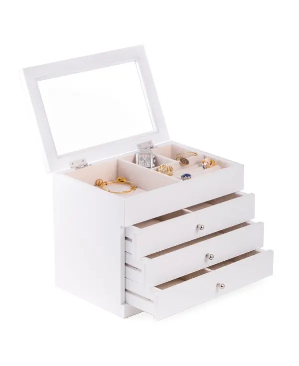 BEY-BERK Jewelry Case With 3 Drawers And Glass See-through Top - Multi