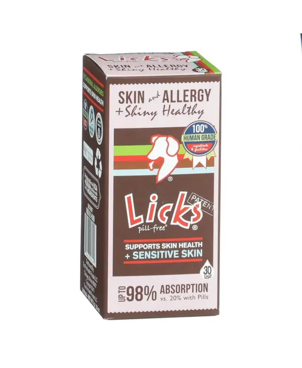 LICKS PILL FREE Licks Pill-free Dog Skin And Allergy Omega 3 Dog Allergy Relief Dog Vitamins & Supplements For Itch Relief - Brown