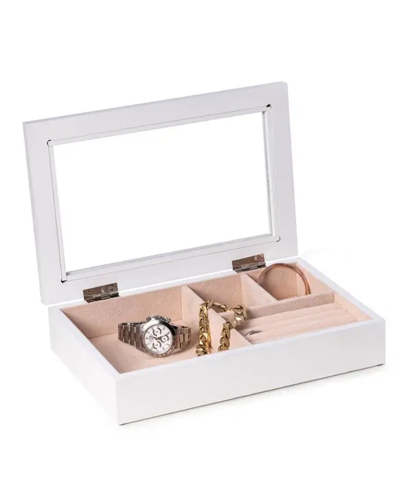 BEY-BERK Jewelry Box With Glass Viewing Top - Multi
