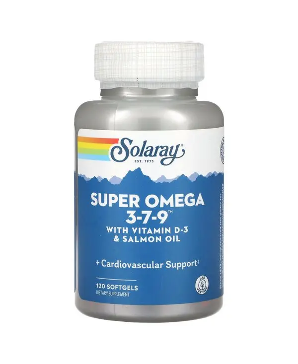 SOLARAY Super Omega 3-7-9 With Vitamin D-3 & Salmon Oil 120 Softgels - Assorted Pre-pack (see Table 9