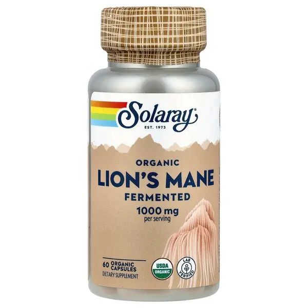SOLARAY Organic Lion's Mane Fermented 60 Organic Capsules - Assorted Pre-pack (see Table 9