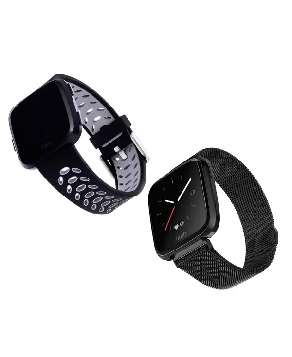 WITHIT Stainless Steel Mesh And Silicone Band 2-pack - Black,gray