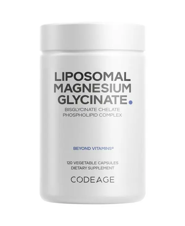 CODEAGE Liposomal Magnesium Glycinate Supplement Magnesium Bisglycinate Pills Bioperine Black Pepper Liposomal Delivery - White