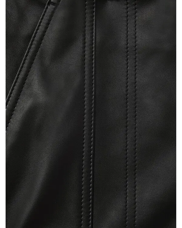 REISS Daria Leather Mini Skirt