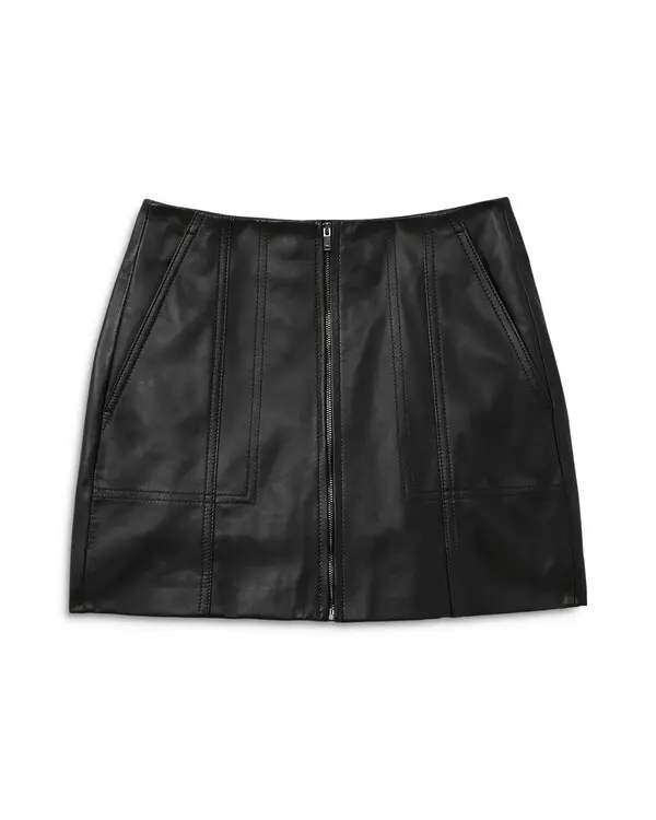 REISS Daria Leather Mini Skirt