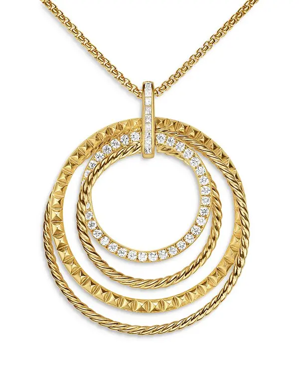 David Yurman Crossover Trio Pendant Necklace In Yellow With Diamonds - Gold