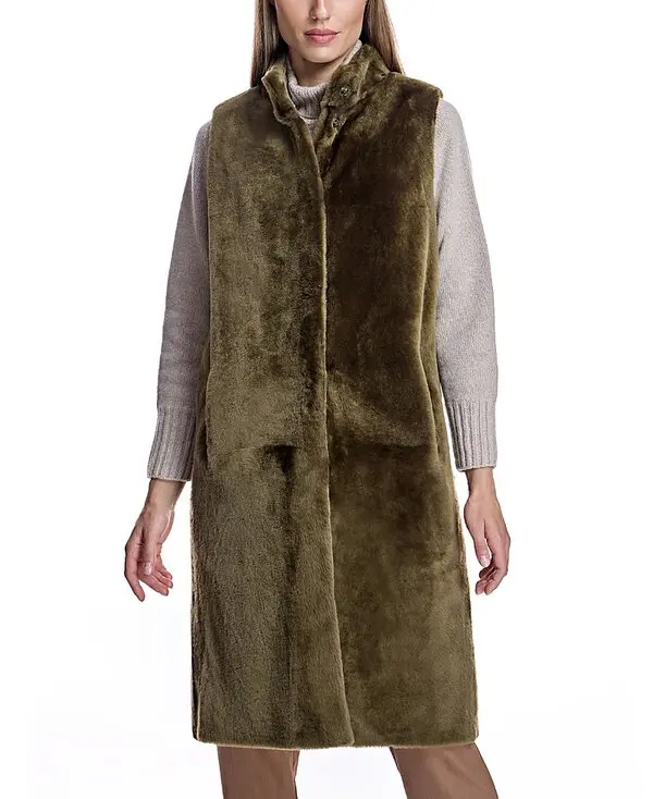 MAXIMILIAN Shearling Lamb Vest - Olive