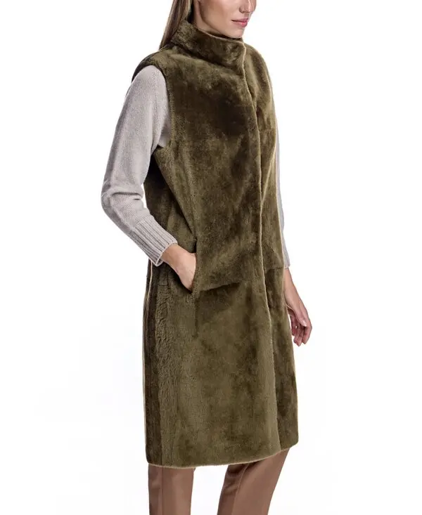 MAXIMILIAN Shearling Lamb Vest - Olive