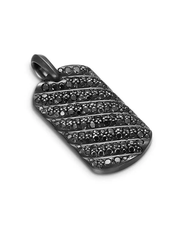 David Yurman Sculpted Cable Tag With Diamonds, 35mm - Black