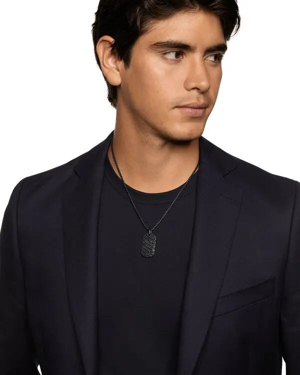 David Yurman Sculpted Cable Tag With Diamonds, 35mm - Black