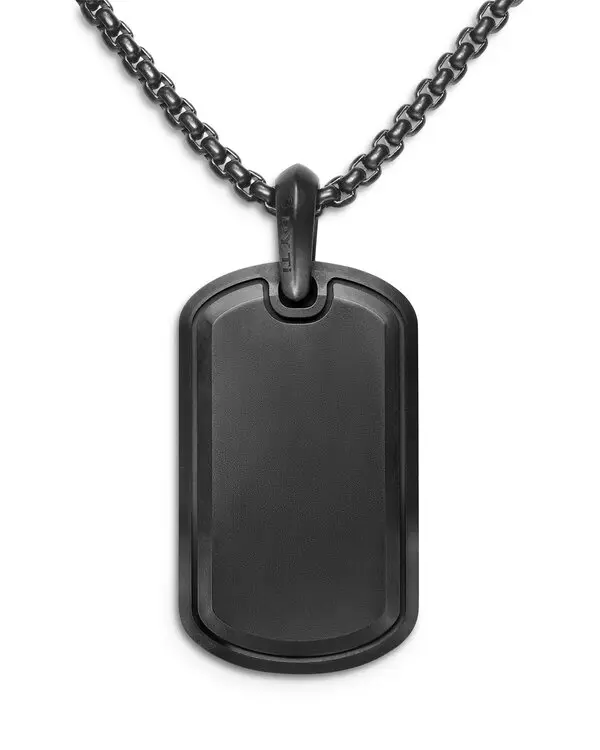 David Yurman Sculpted Cable Tag With Diamonds, 35mm - Black