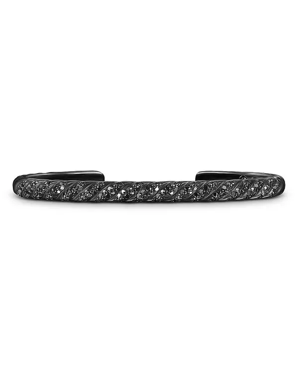 David Yurman Sculpted Cable Cuff Bracelet In Titanium With Diamonds - Black