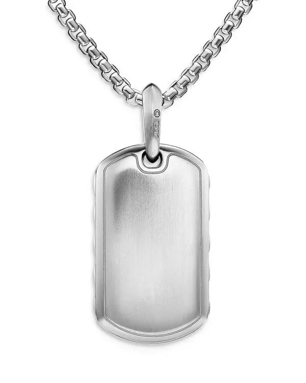 David Yurman Sculpted Cable Tag With Diamonds - Silver