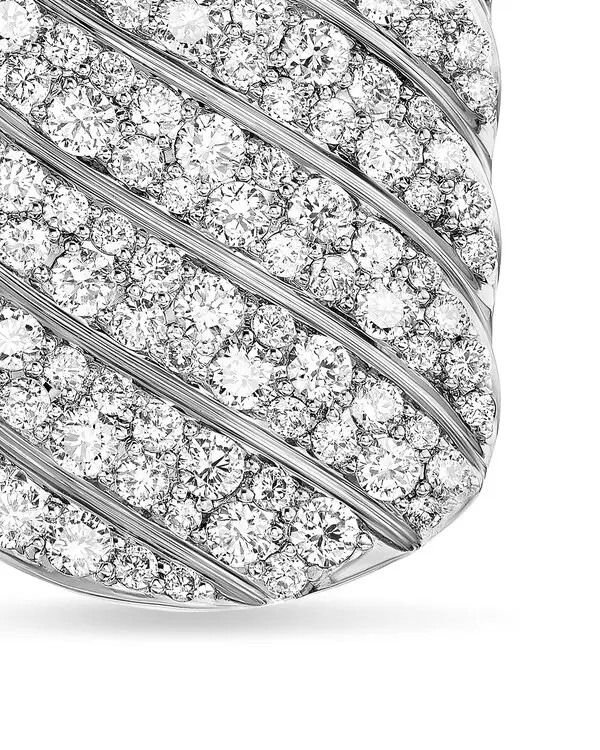 David Yurman Sculpted Cable Tag With Diamonds - Silver