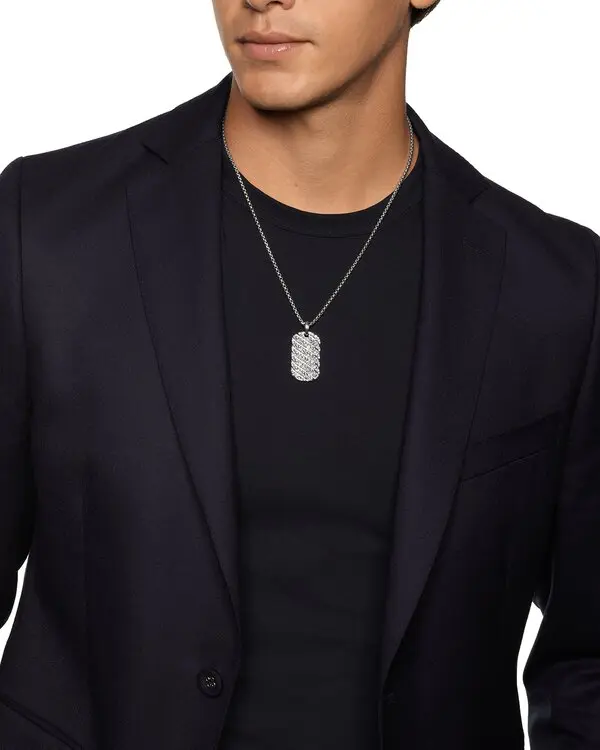 David Yurman Sculpted Cable Tag Pendant - Silver