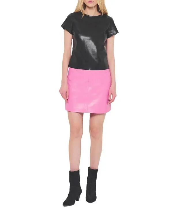 AS By DF Miller Upcycled Leather Tee - Black