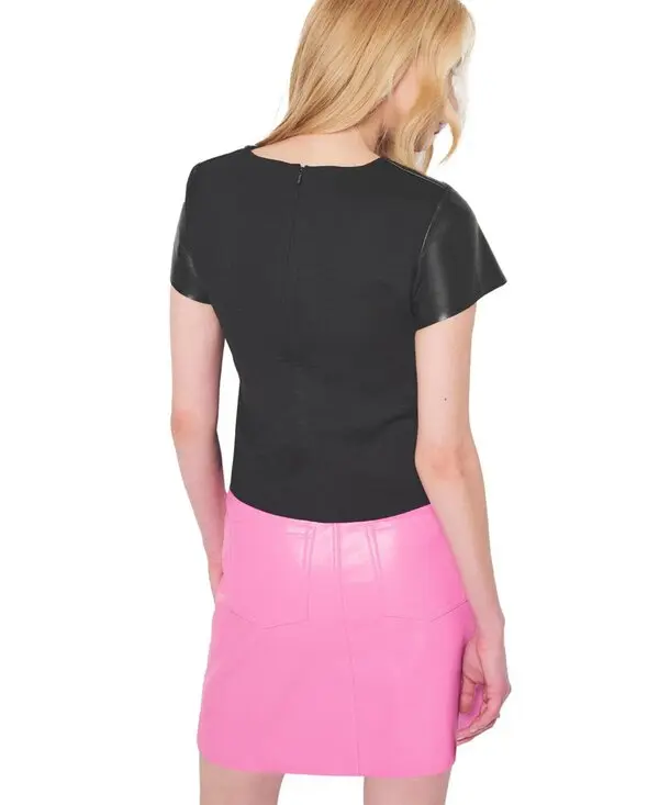 AS By DF Miller Upcycled Leather Tee - Black