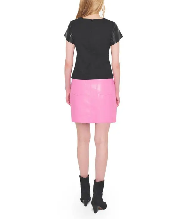 AS By DF Miller Upcycled Leather Tee - Black