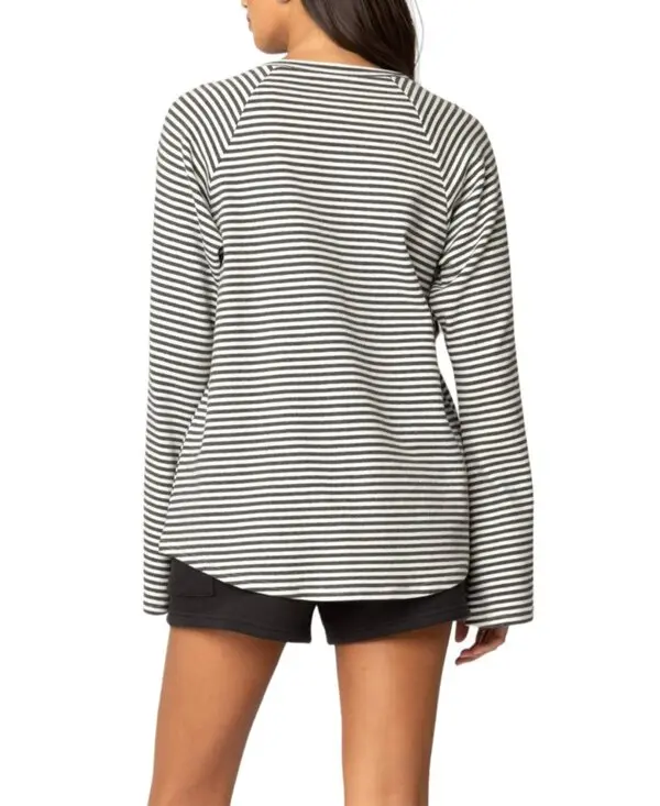 EDIKTED Stripey Oversized Bell Sleeve Top