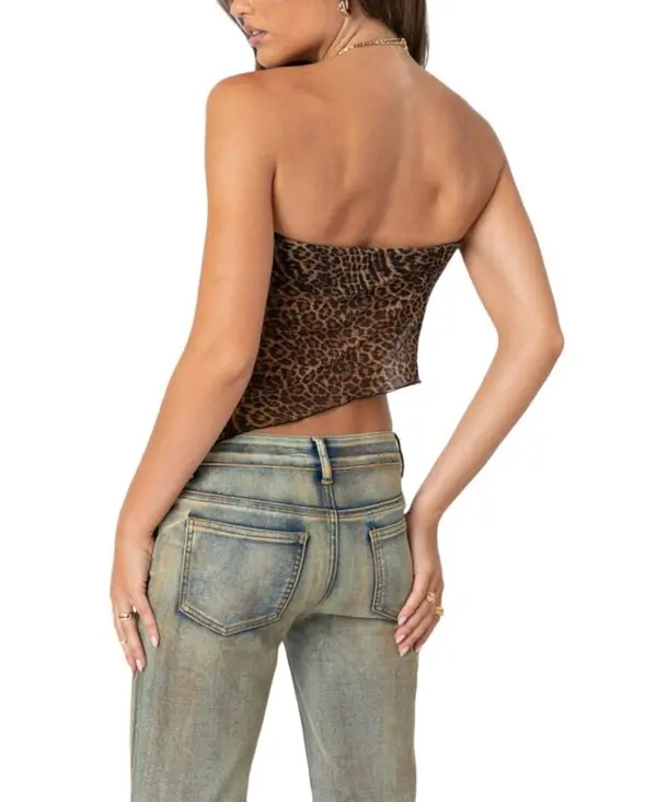 EDIKTED Print Mesh Tube Top