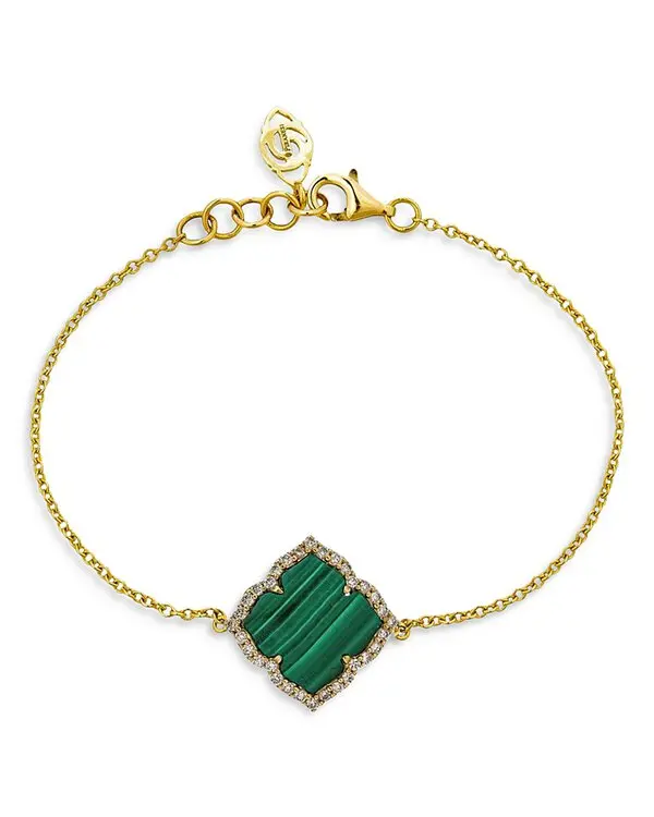 Piranesi 18k Yellow Gold Capri Fiore Bracelet With Malachite And Diamonds - Green/gold