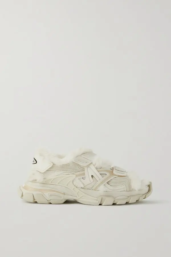Balenciaga Faux Fur-lined 'track' Sandals