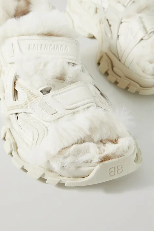 Balenciaga Faux Fur-lined 'track' Sandals