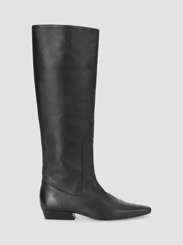 Staud Wally Flat Leather Boots - Black