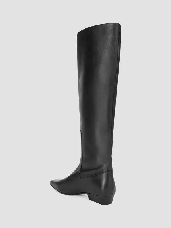 Staud Wally Flat Leather Boots - Black