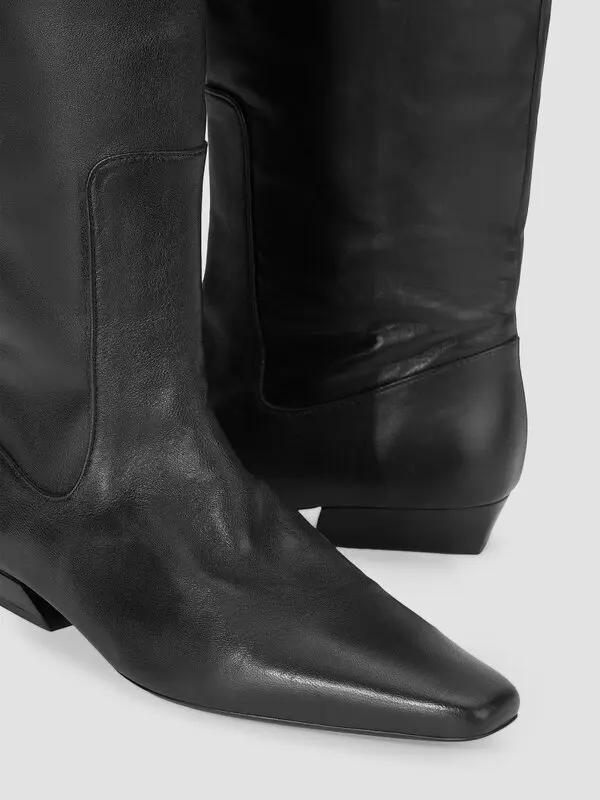 Staud Wally Flat Leather Boots - Black