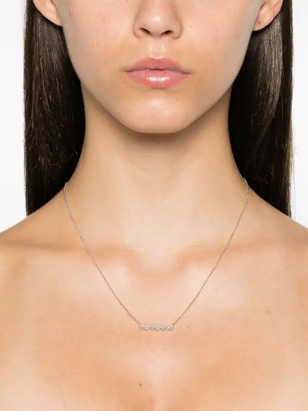 SUZANNE KALAN 18kt White Gold Bar Diamond Necklace - Silver