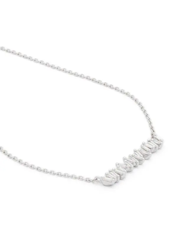 SUZANNE KALAN 18kt White Gold Bar Diamond Necklace - Silver
