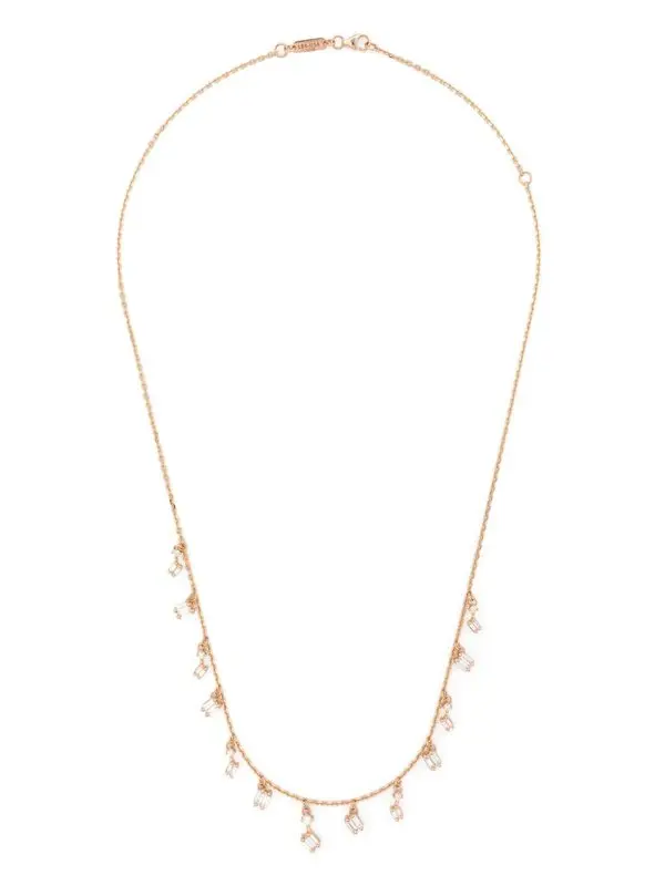 SUZANNE KALAN 18kt Rose Gold Dangle Diamond Necklace - Pink