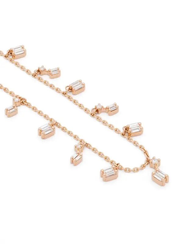SUZANNE KALAN 18kt Rose Gold Dangle Diamond Necklace - Pink