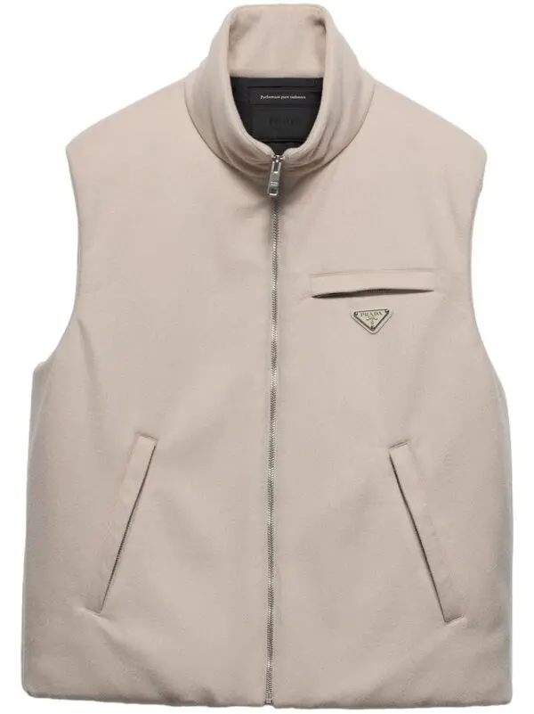 Prada Padded Cashmere Vest - Neutrals